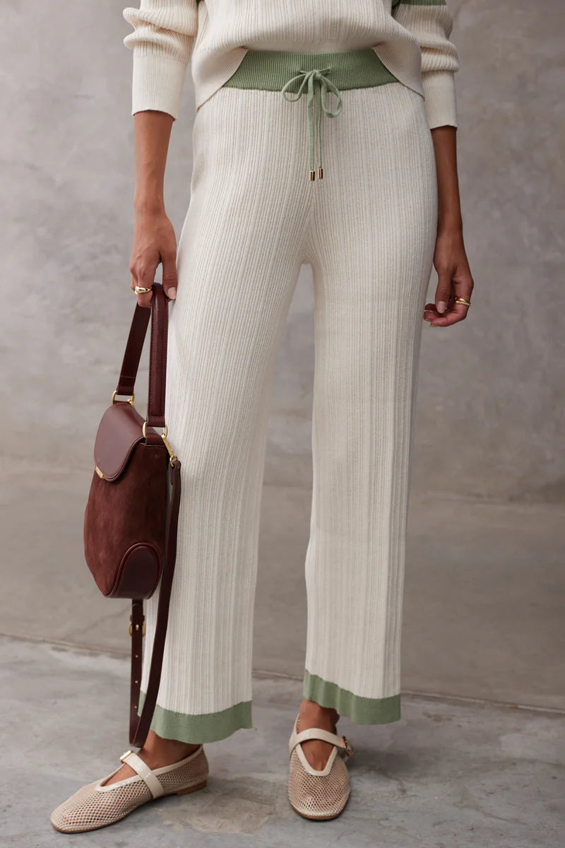 Cielo Knit Pant - Creme/Pistachio – Armadi